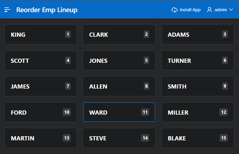 Reordering Cards Using Clicks – Dive Into APEX