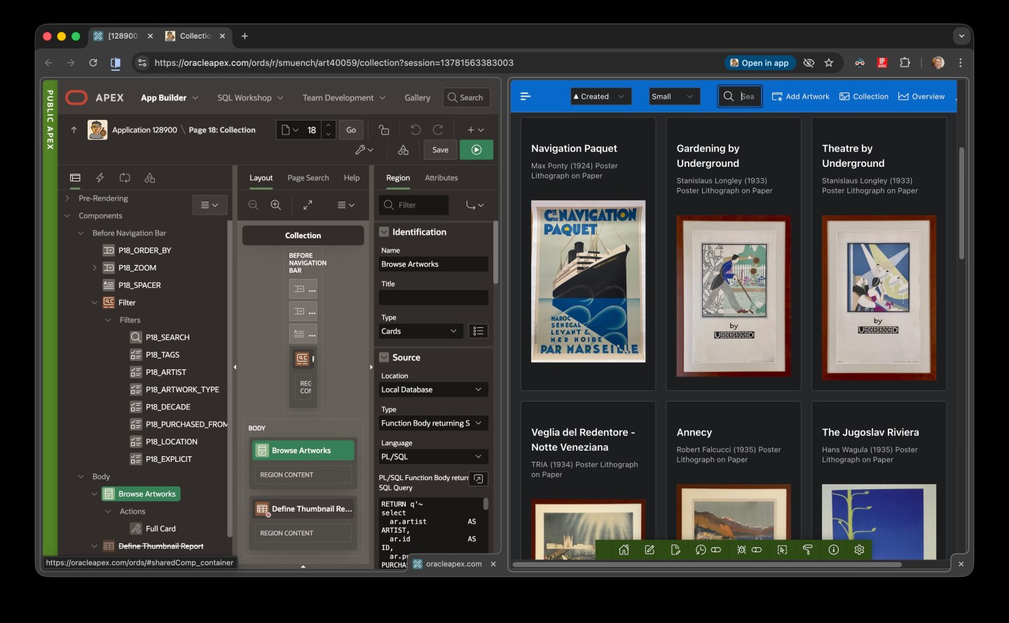 Builder + App Side-by-Side in Chrome – Dive Into APEX